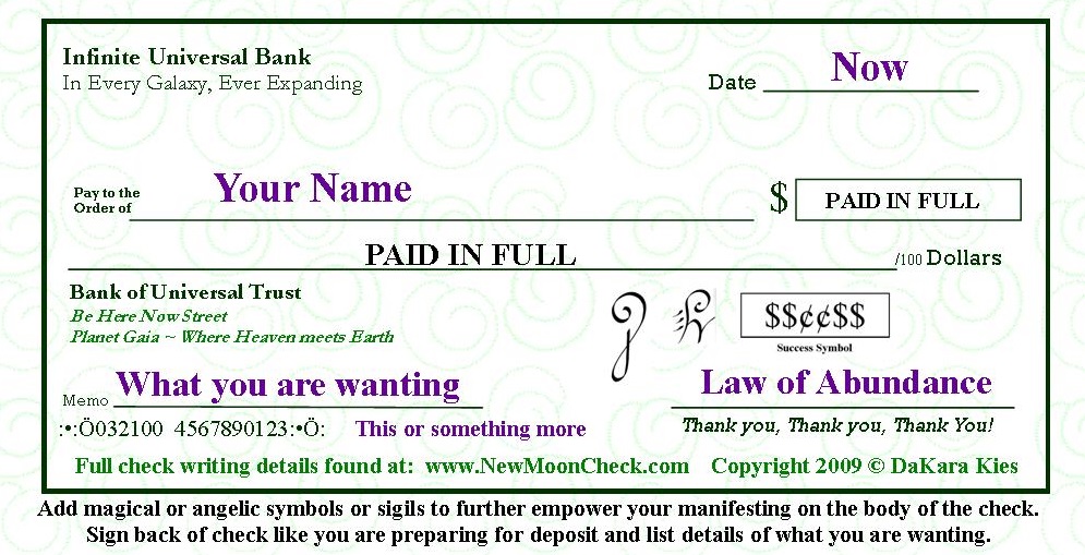 Abundance Checks – New Moon Manifesting Edge